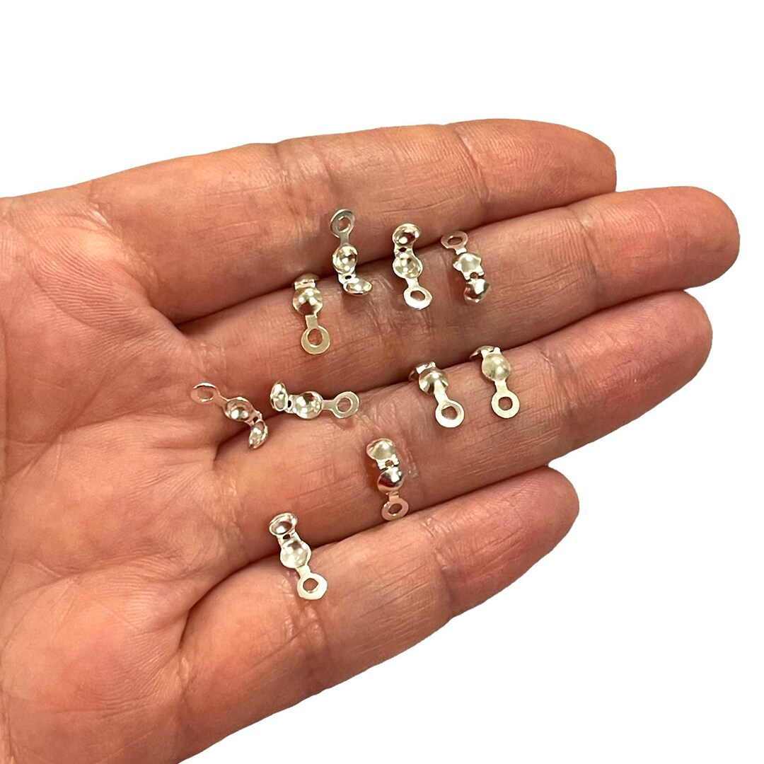 Sterling Silver Crimping Bead Tips, 925 Sterling Silver Clamshell Knots ...