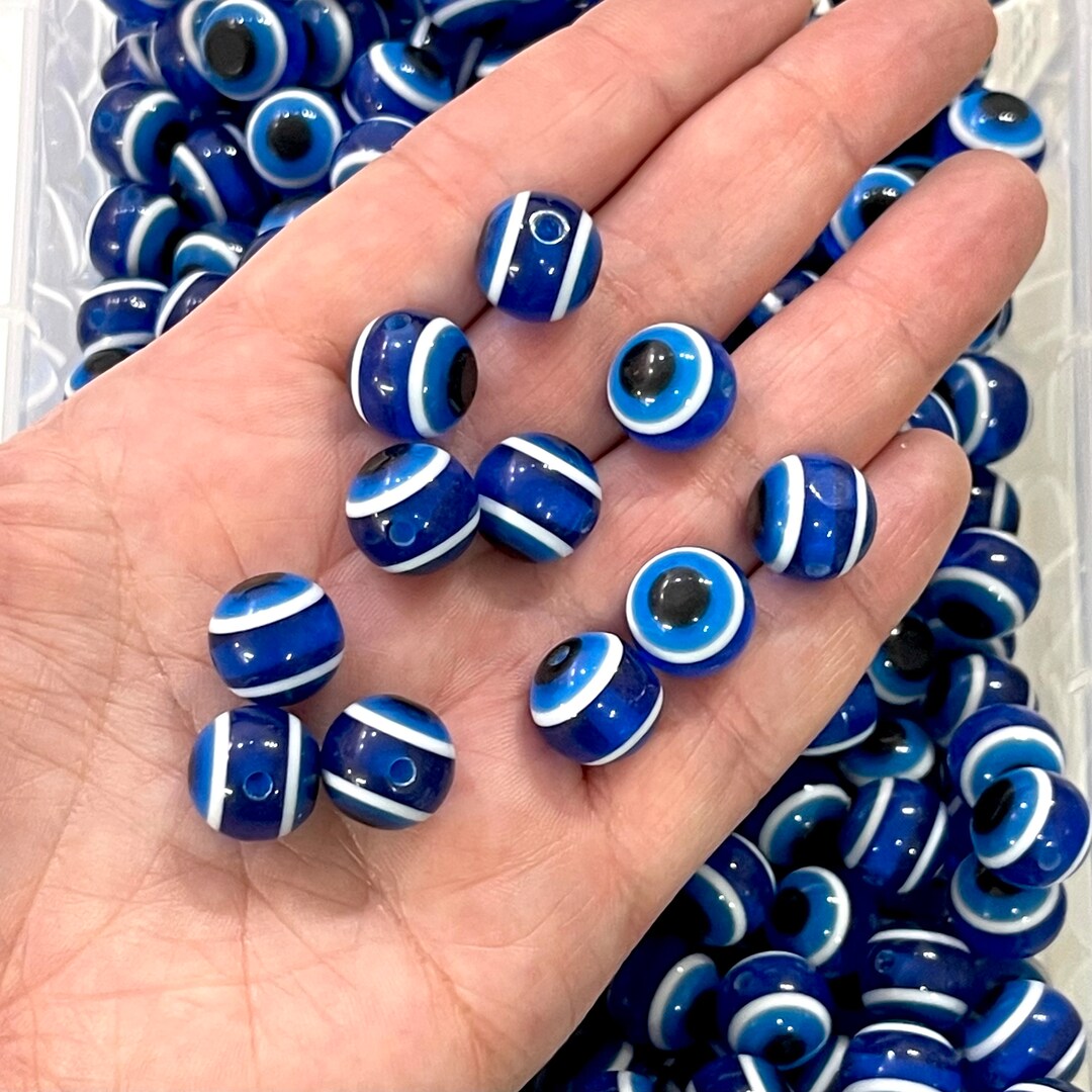 12mm Transparent Round Resin Evil Eye Beads, 50 Gr Approx 42 Beads in a ...