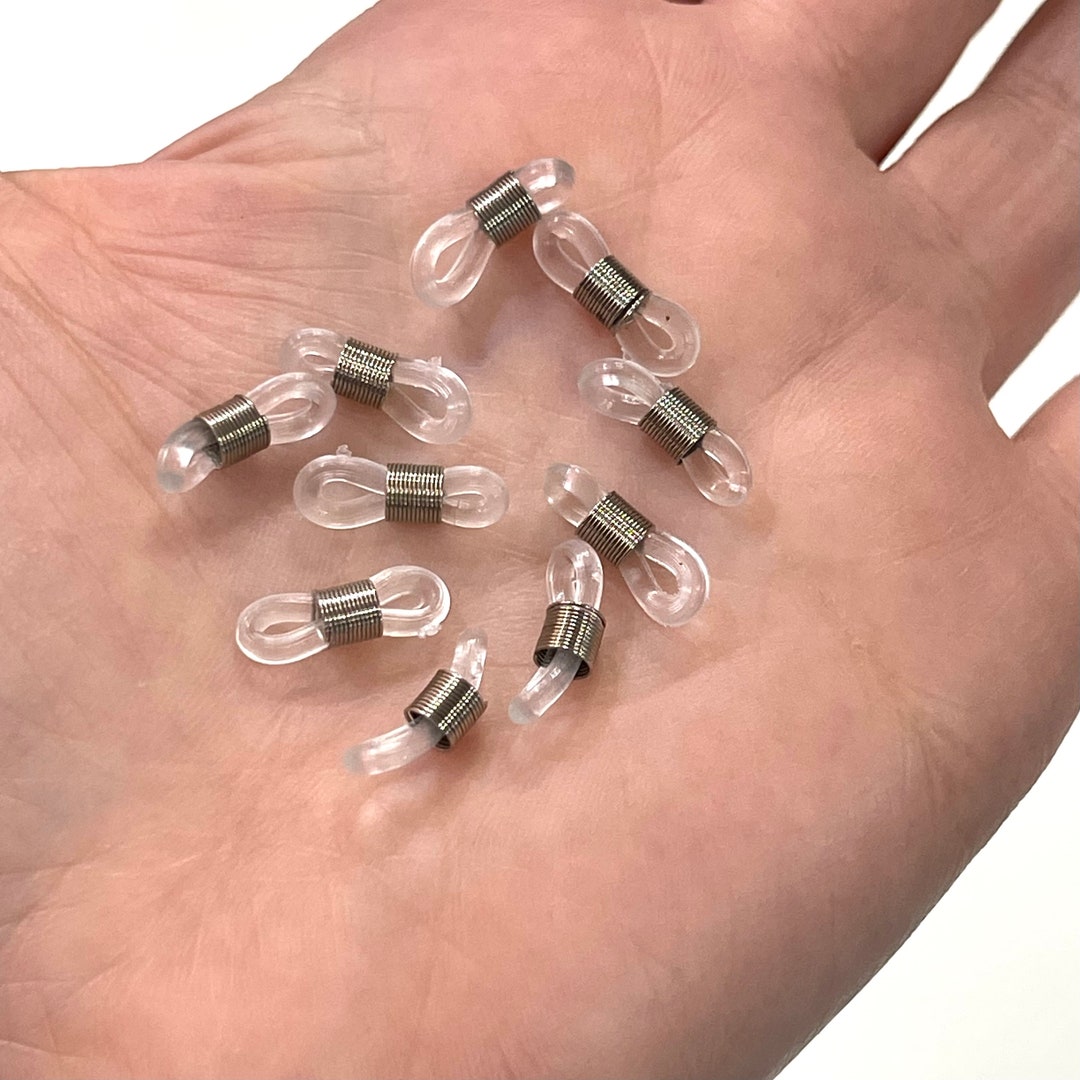 Eye Glass Holder Ends, Clear Rubber&rhodium Plated Springs Glasses ...