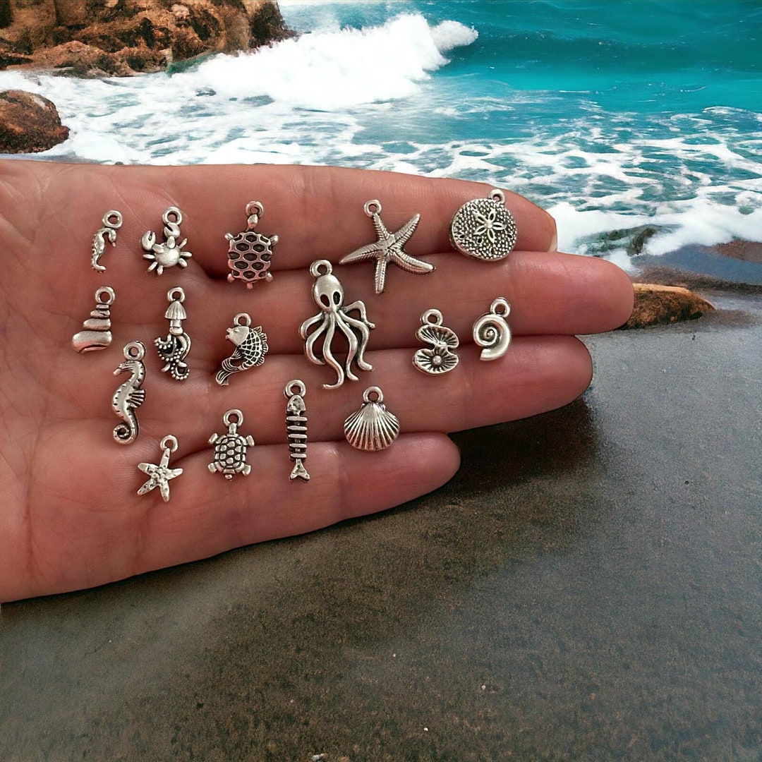Antique Silver Plated Under the Sea Charms Collection, 16 Charms in a ...