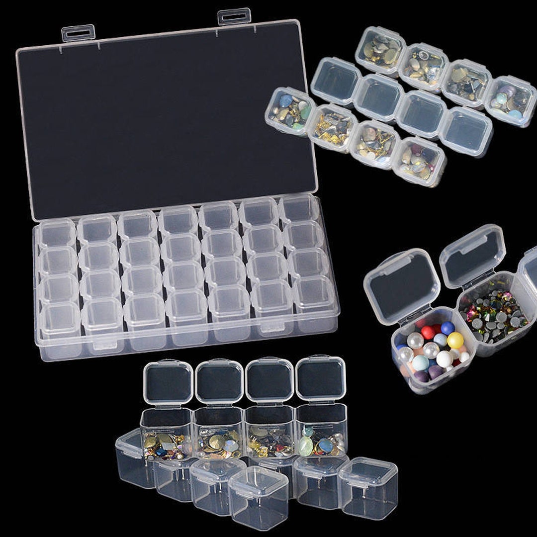 Bead Container, 28 Slots Clear Plastic Empty Storage Box, Nailart ...