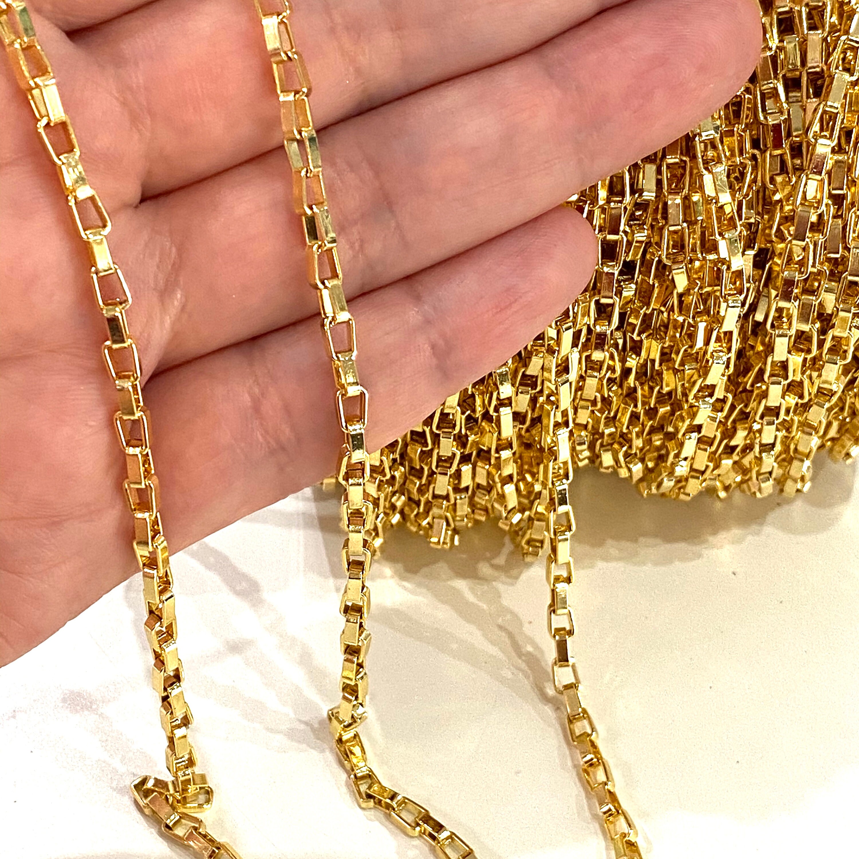 24kt Shiny Gold Plated Chain 4.5x2.5mm Open Links - Etsy UK