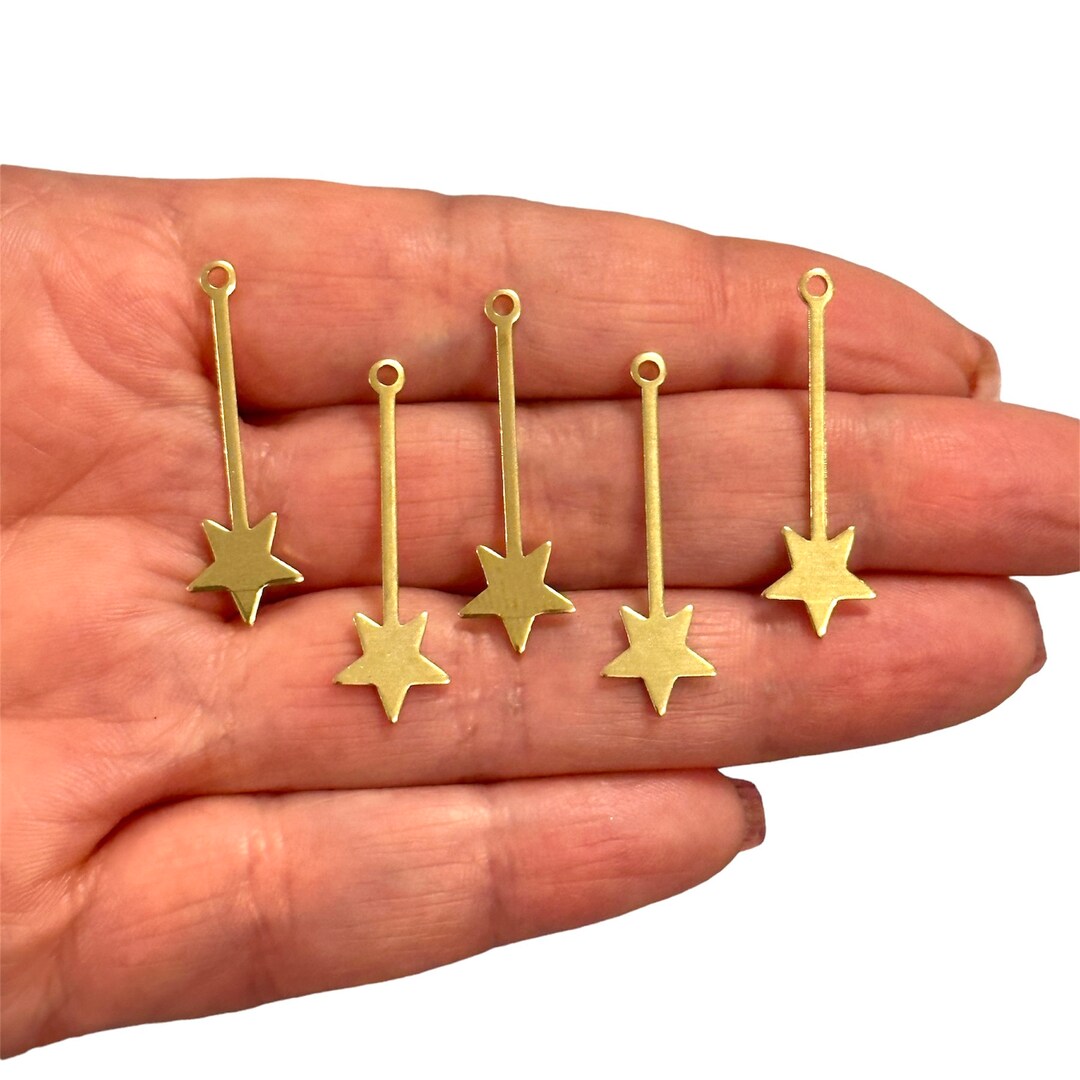 Raw Brass Star Stick Charms,5 Pcs in a Pack - Etsy