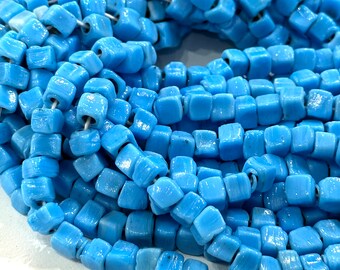 Traditional Turkish Artisan Handmade Cube Glass Beads, Large Hole Glass ...