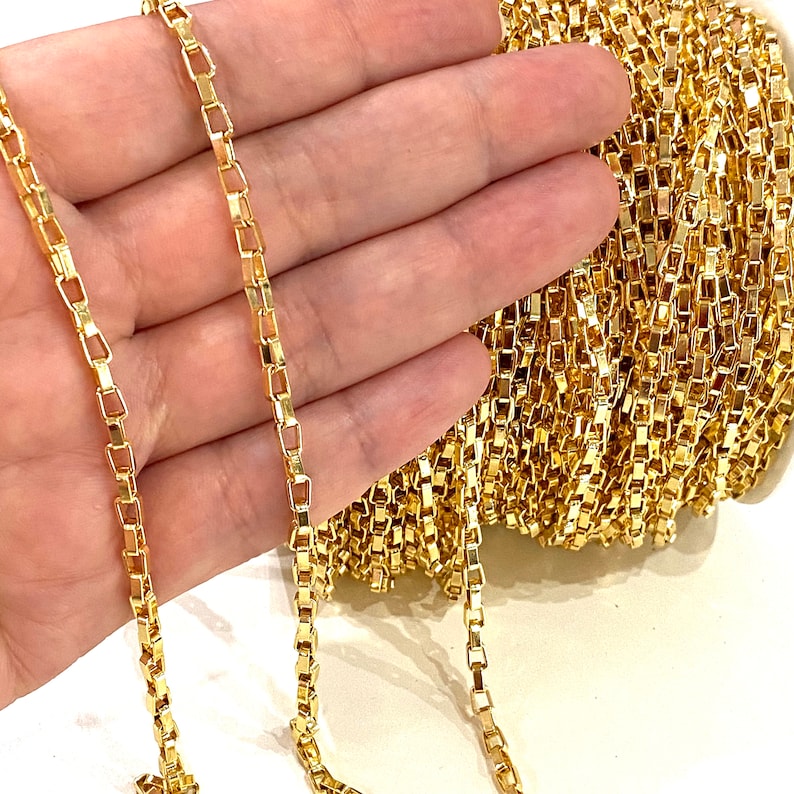 24kt Shiny Gold Plated Chain 4.5x2.5mm Open Links - Etsy