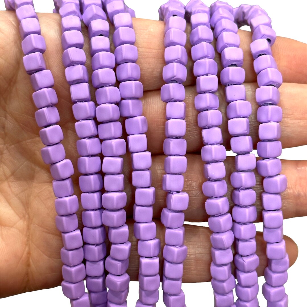 Lilac Polymer Clay Cube 4mm Beads, 4mm Polymer Clay Spacers - Etsy