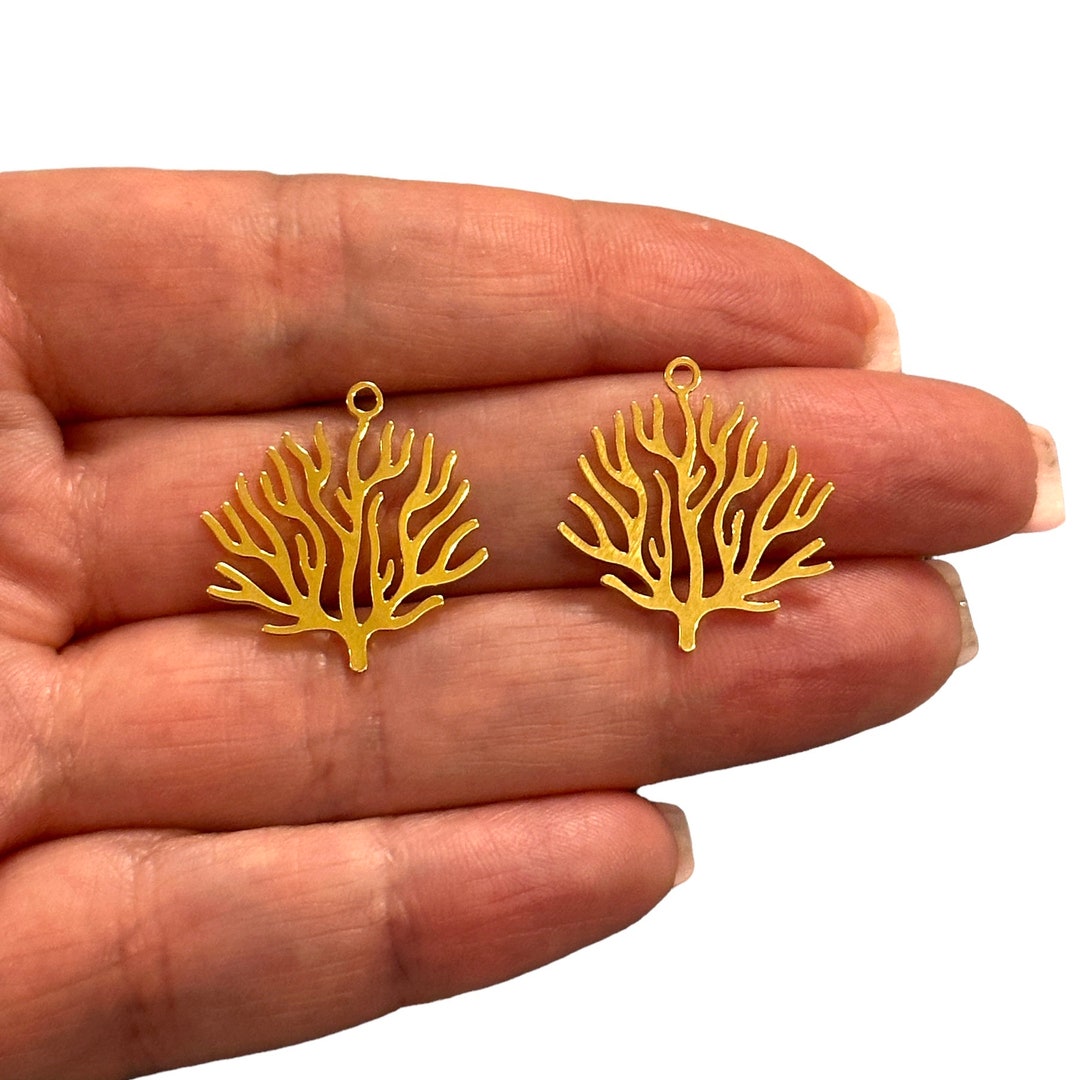 24kt Gold Plated Coral Reef Charms, Laser Cut Coral Reef Charms, 2 Pcs ...