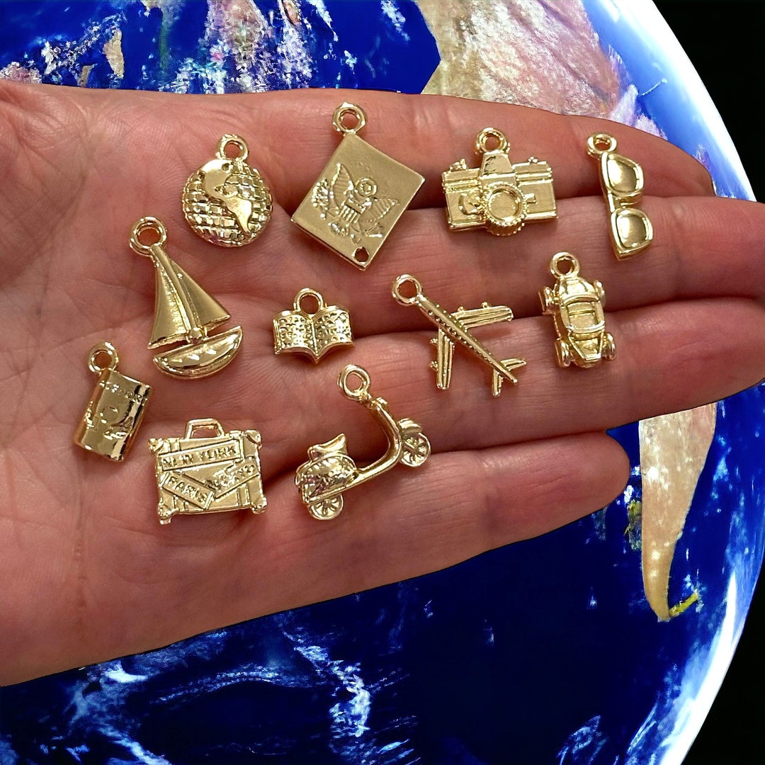 24kt Gold Plated Travel Charms Collection, 11 Charms in a Pack - Etsy