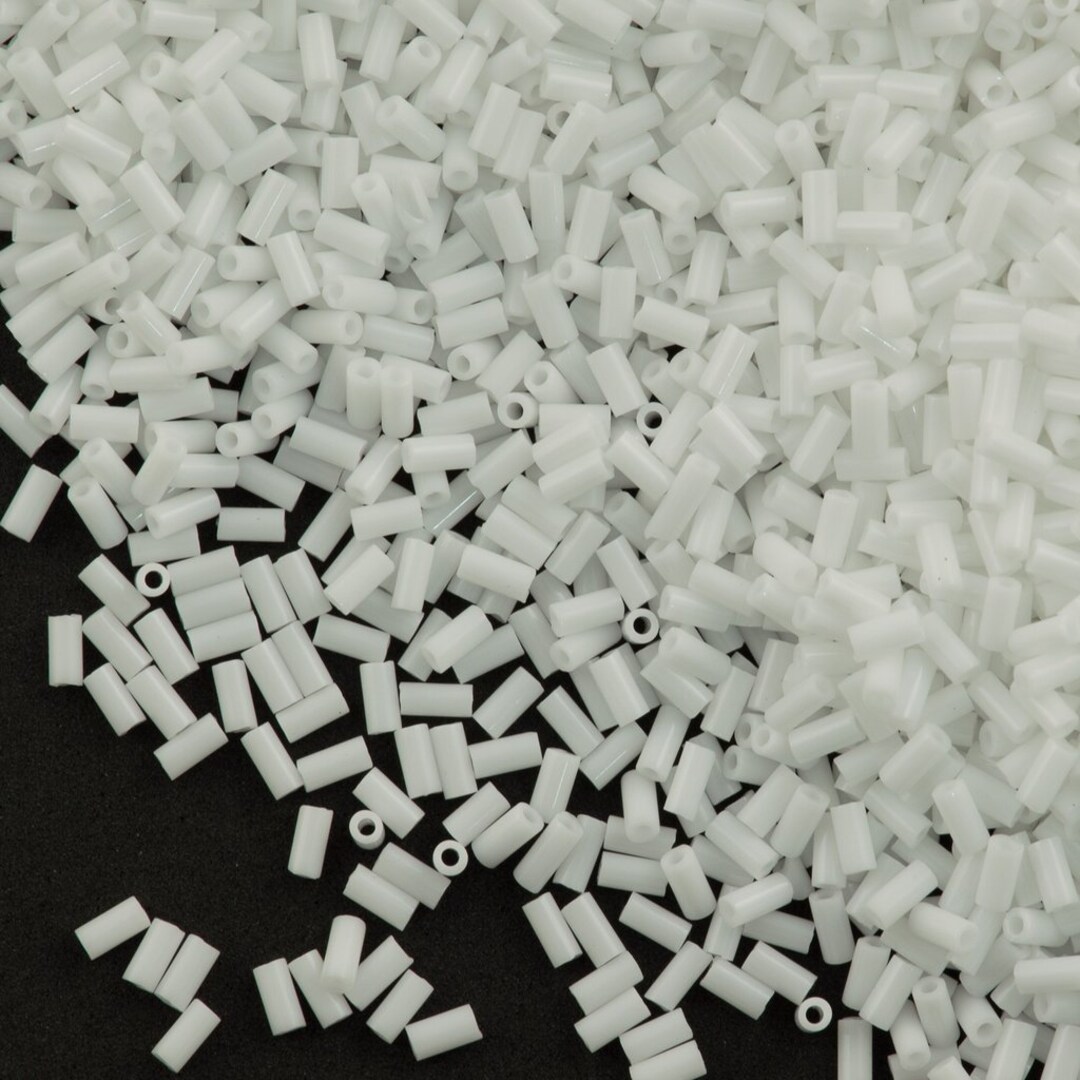 Miyuki Bugles Size 3mm 0402 Opaque White 10 Grams. Crystal Bugles 3mm ...