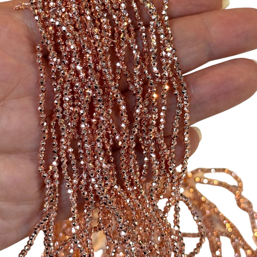 2mm Rose Gold Faceted Round Crystal Beads, PBC2R25 - Etsy