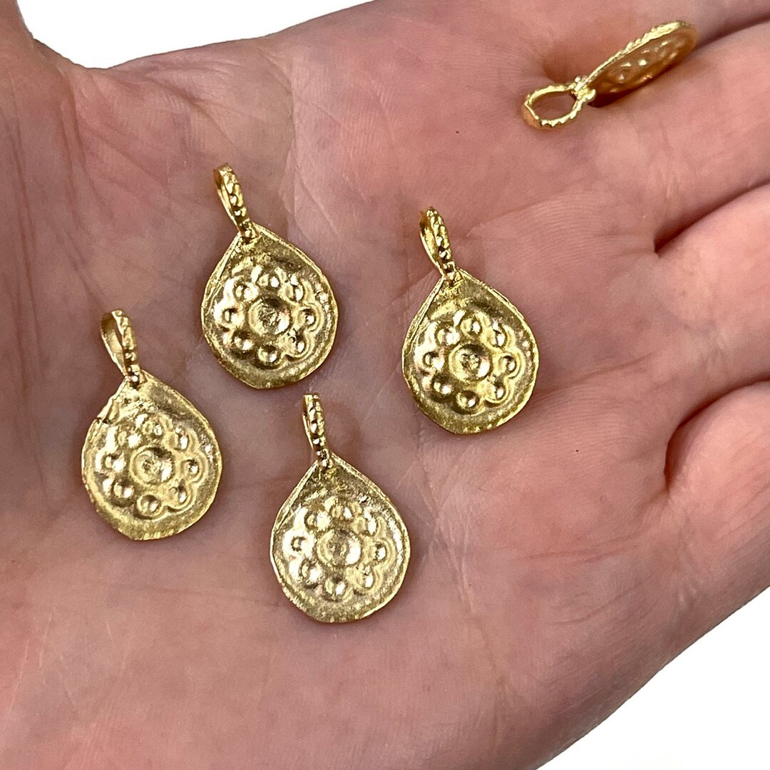 24kt Matte Gold Plated Authentic Charms, Gold Coin Charms, Gold ...