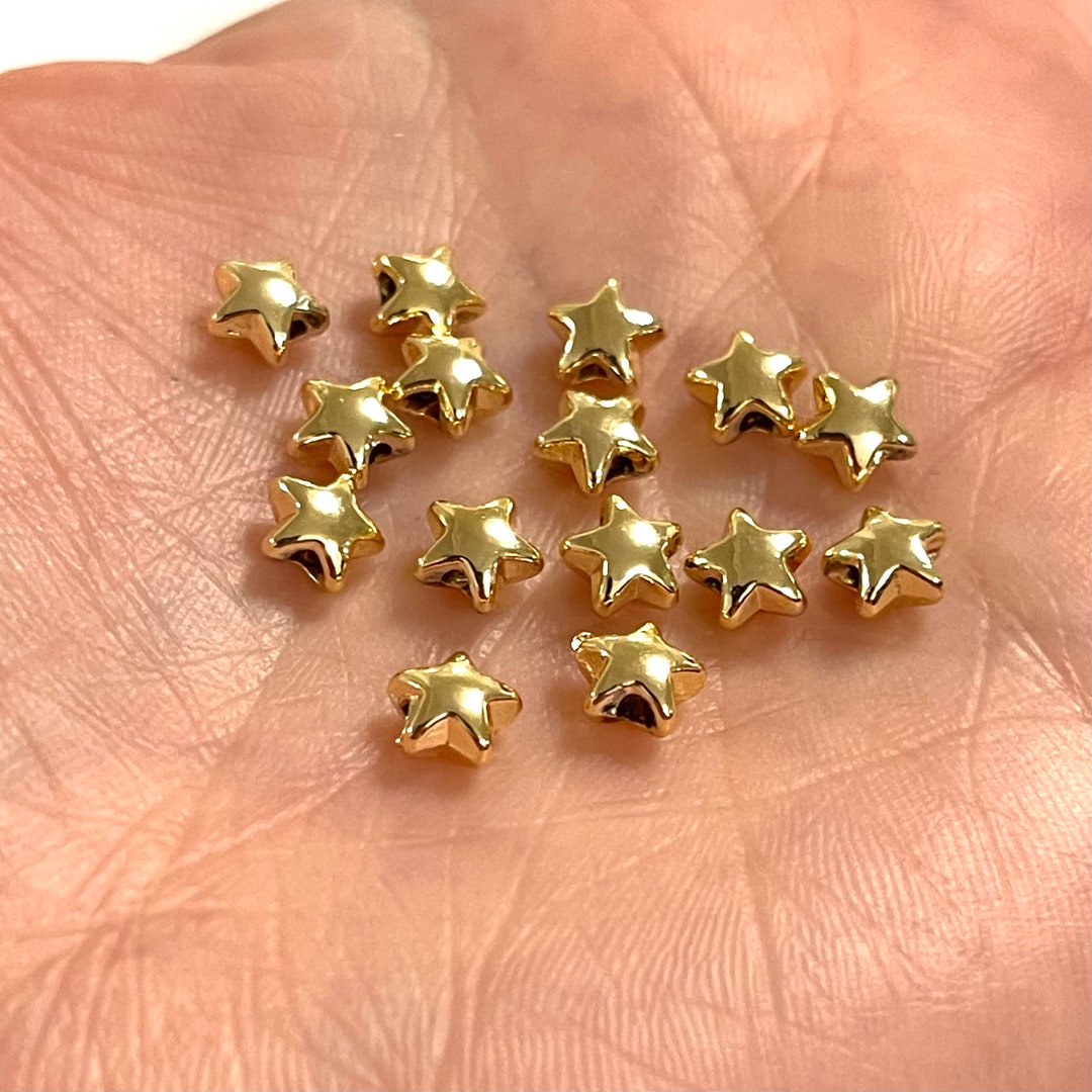 24kt Gold Plated Star Spacer Charms, 6mm Gold Star Charms, 10 Pcs in a ...