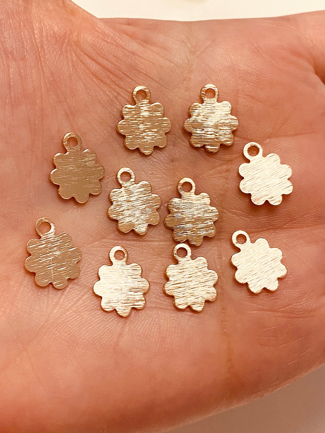 Rose Gold Plated Brass Flower Charms, Rose Gold Coin Charms 20 Pcs in a ...