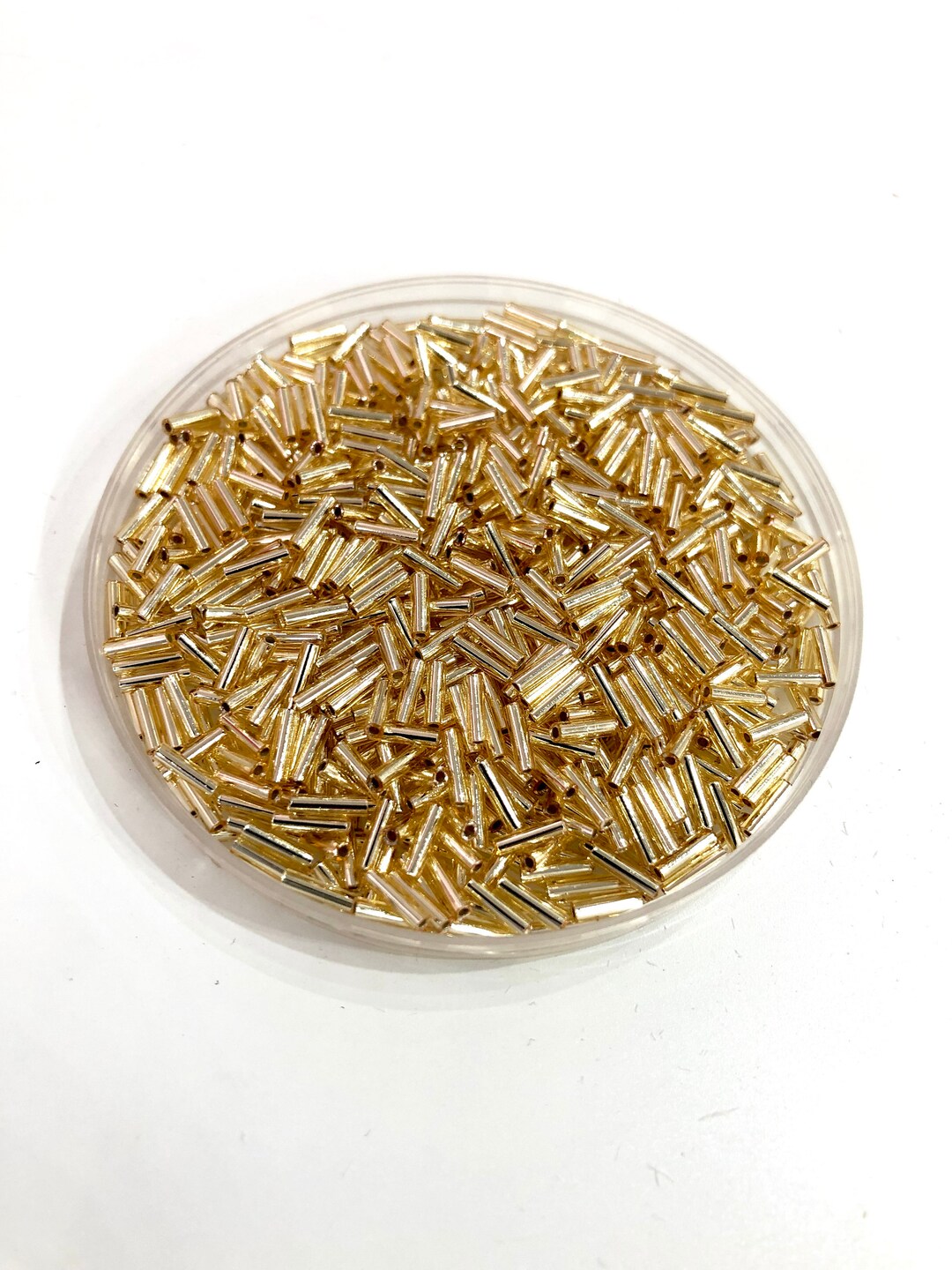 Miyuki Bugles Size 6mm 0003 Gold Silver Lined 10 Grams. Gold Bugles 6mm ...