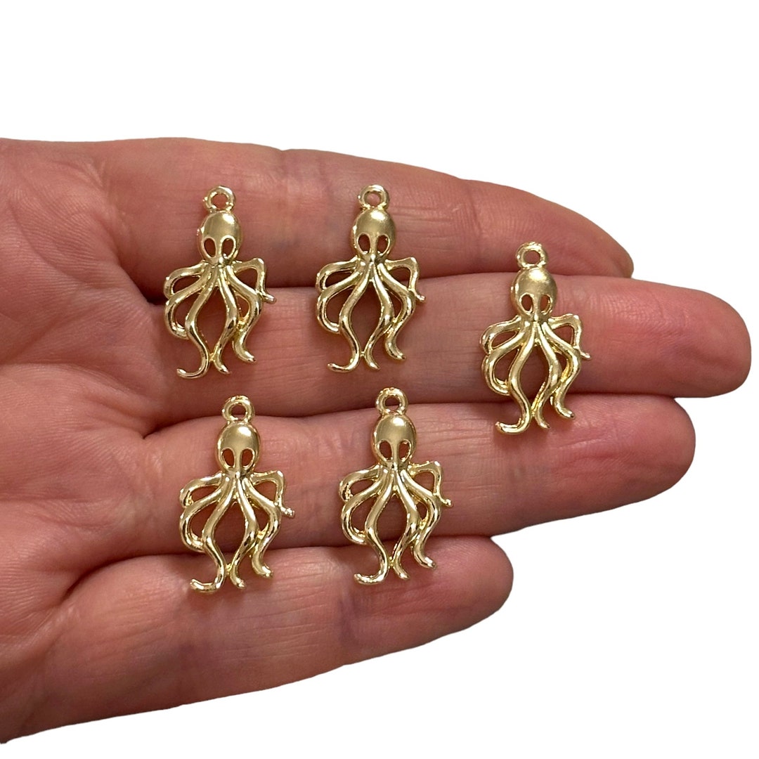 24kt Gold Plated Octopus Charms, Gold Under the Sea Charms, 5 Pcs in a ...