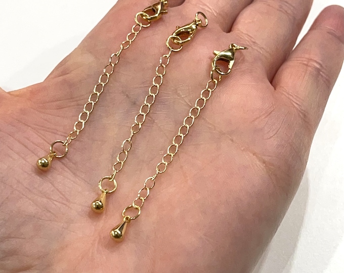 24kt Gold Plated 2 Inch Chain Extender With Lobster Clasp and Drop ...