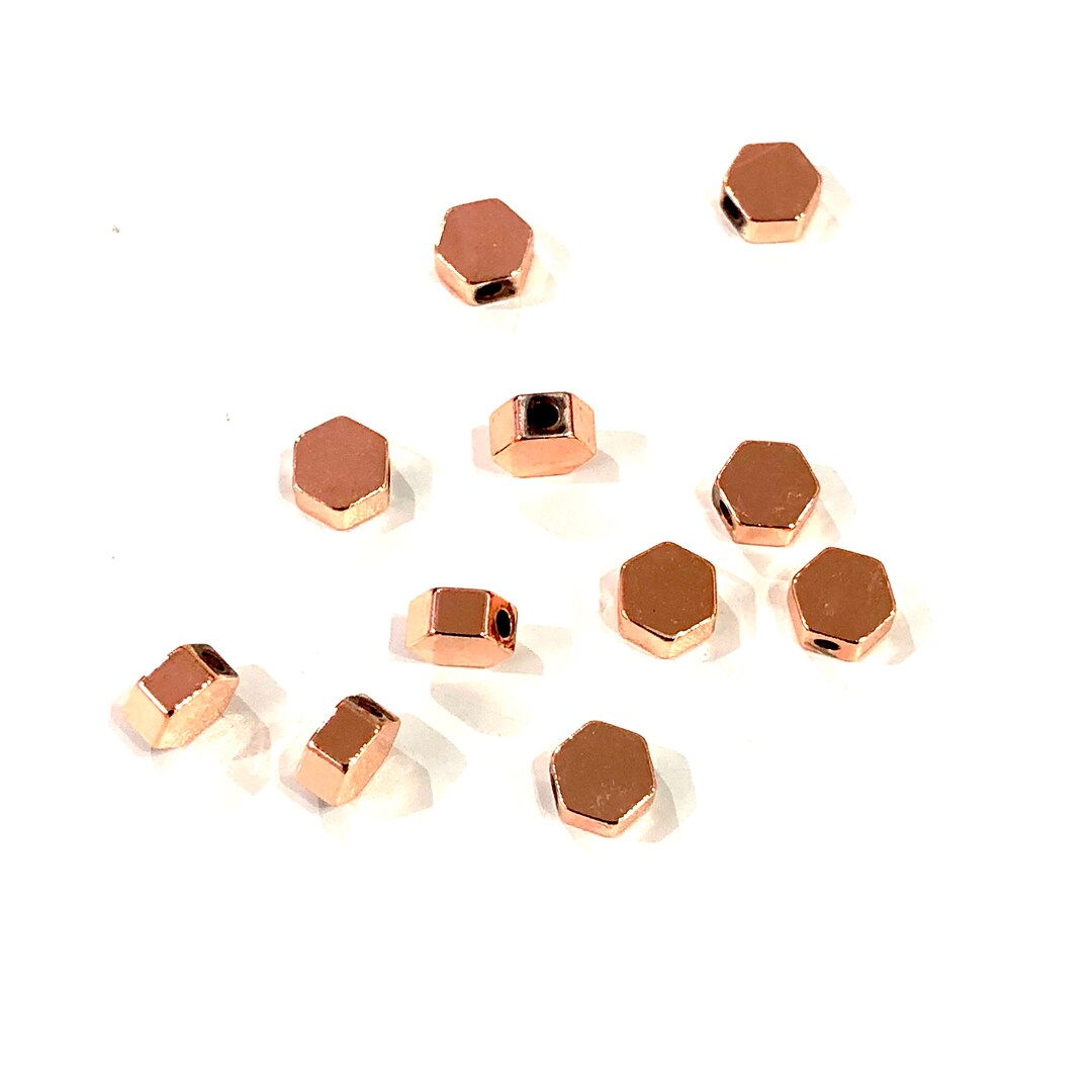 Rose Gold Plated Hexagon Spacer Charms, Rose Gold Hexagon Charms - Etsy