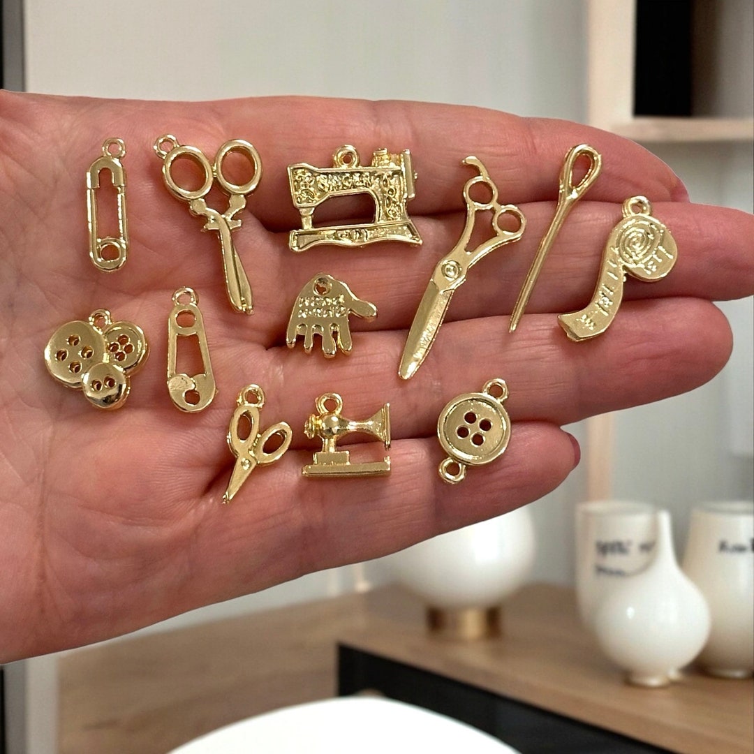 24kt Gold Plated Sewing Charms Collection, 12 Charms in a Pack - Etsy