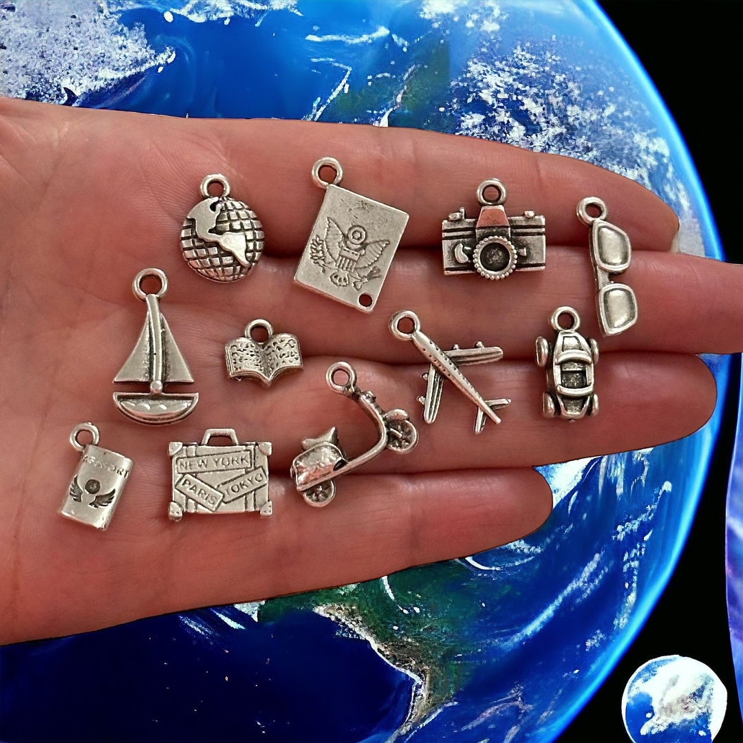 Antique Silver Plated Travel Charms Collection, 11 Charms in a Pack - Etsy