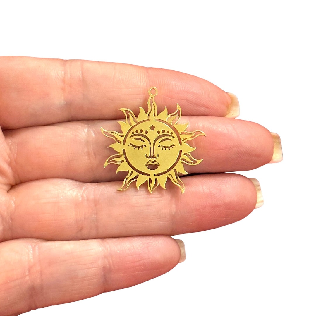 24kt Gold Plated Sun Charm, Laser Cut Sun Charm - Etsy
