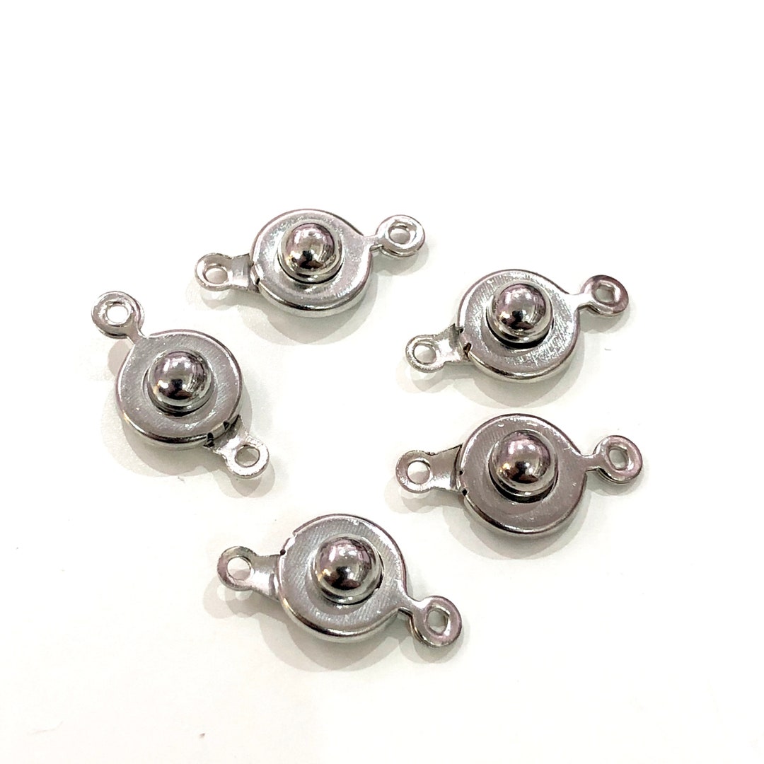 Rhodium Plated Ball and Socket "snap" Clasps, 9mm Ball and Socket "snap ...
