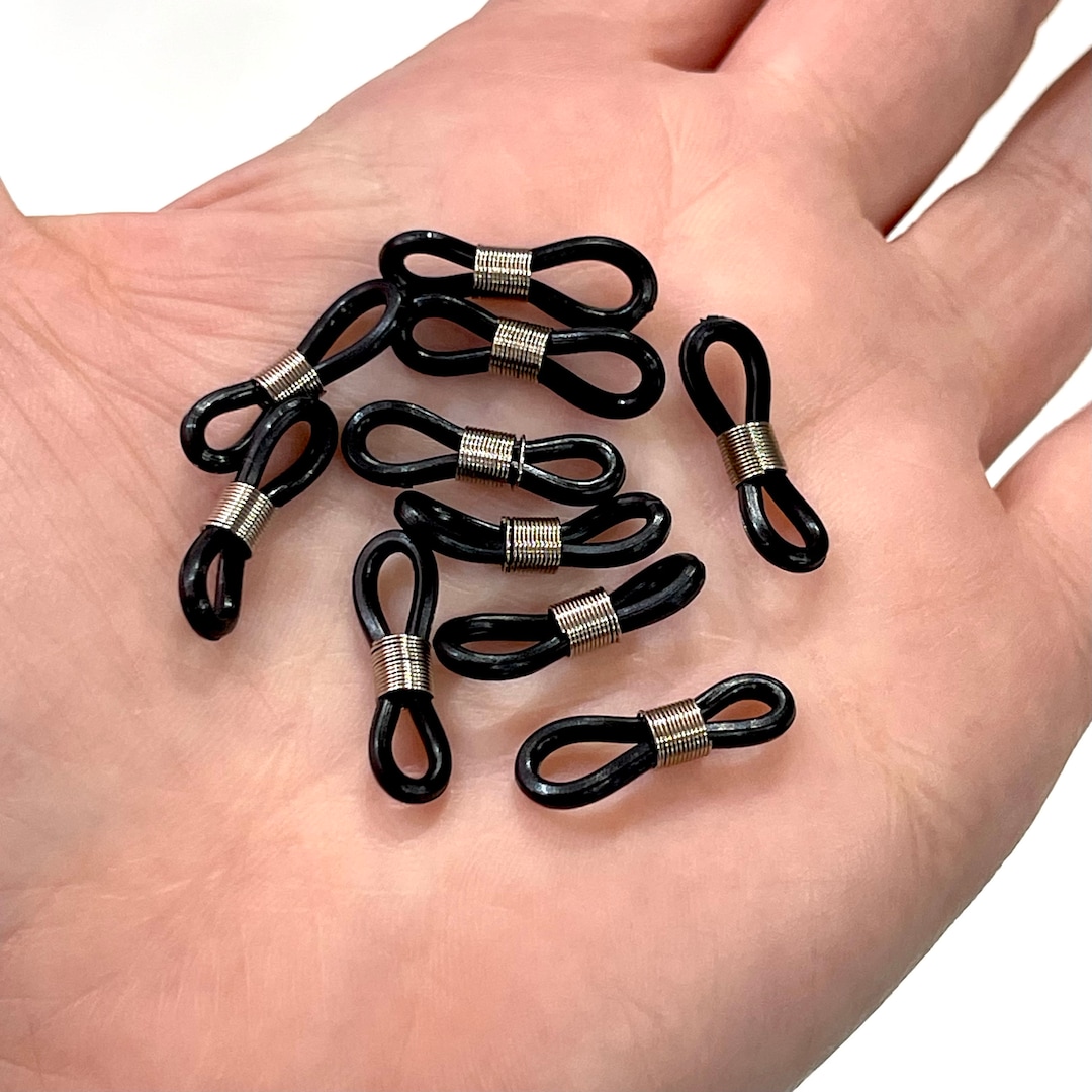 Eye Glass Holder Ends, Black Rubber&rhodium Plated Springs, Glasses ...