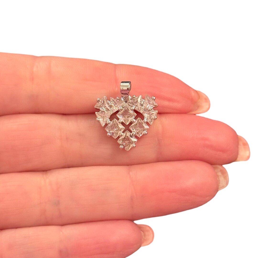 The Pink Heart Cluster Pendant Waterproof Stainless Steel CZ Pendant ...