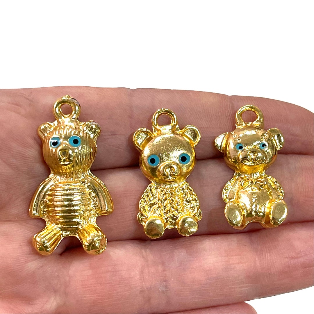 Teddy Bear Family 24kt Gold Plated Charms, 3 Charms Pack - Etsy