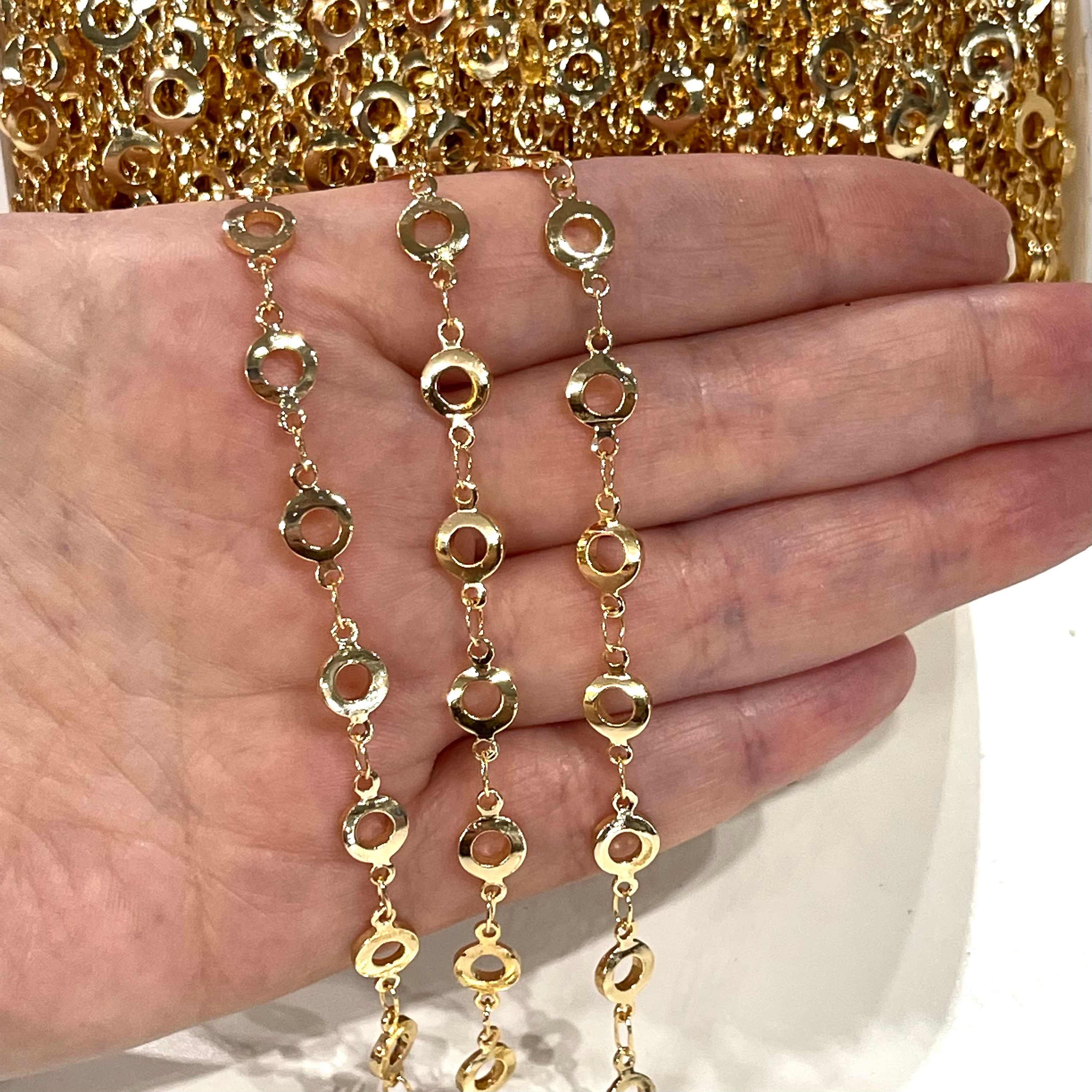 24Kt Gold Plated Chain with 6.5mm Circles 1 Meter | Etsy