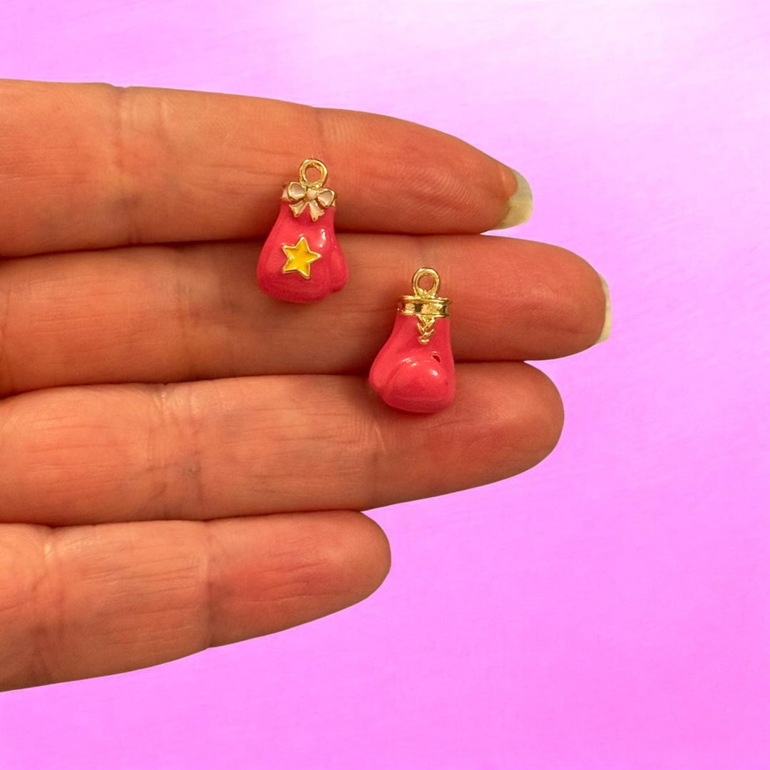 Pink Boxing Glove Enamel Charm, Boxing Charm Pendant, Sports Jewelry ...