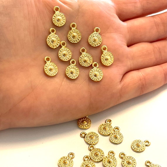 24kt Shiny Gold Plated Shield Charms Gold Coin Charms 10 Pcs - Etsy UK