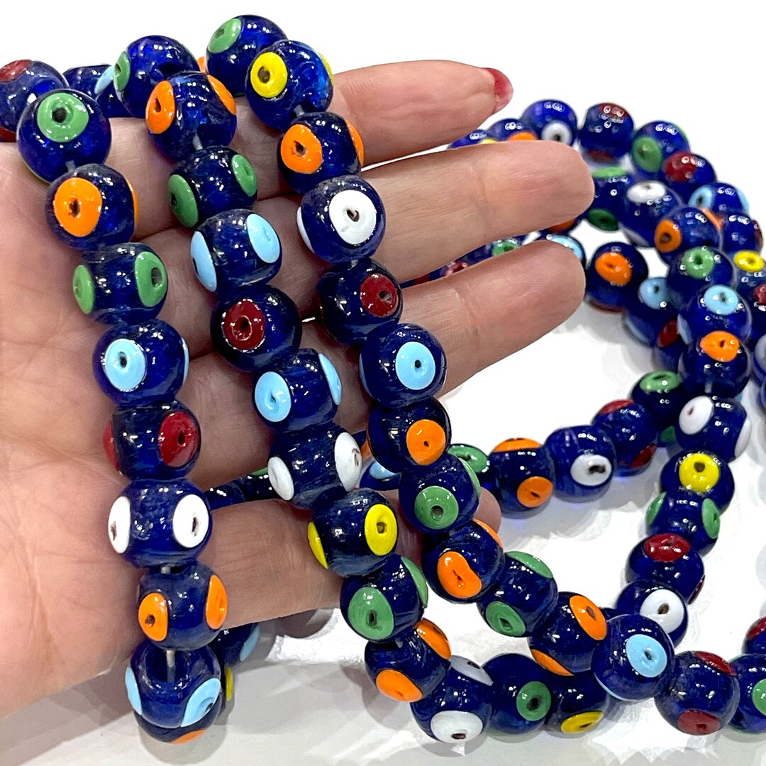 Traditional Turkish Artisan Handmade Glass Beads, Large Hole Glass ...