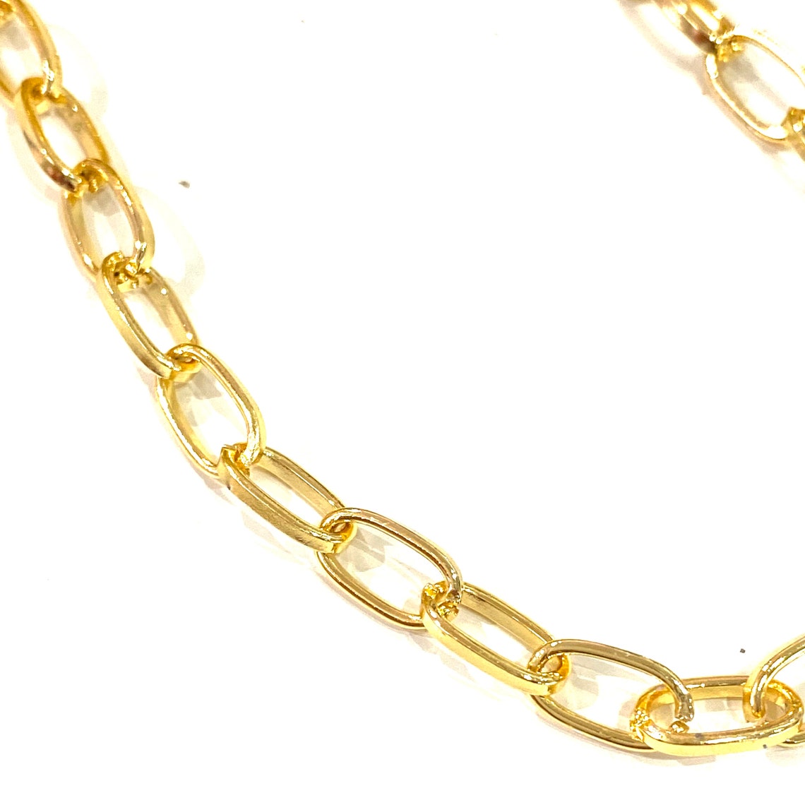 24kt Shiny Gold Plated Chain 9x5mm Open Links - Etsy UK