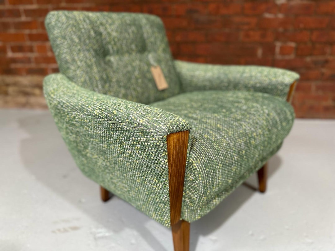 New Handmade Forest Green Multi Weave Vintage Style Mid Century Danish ...