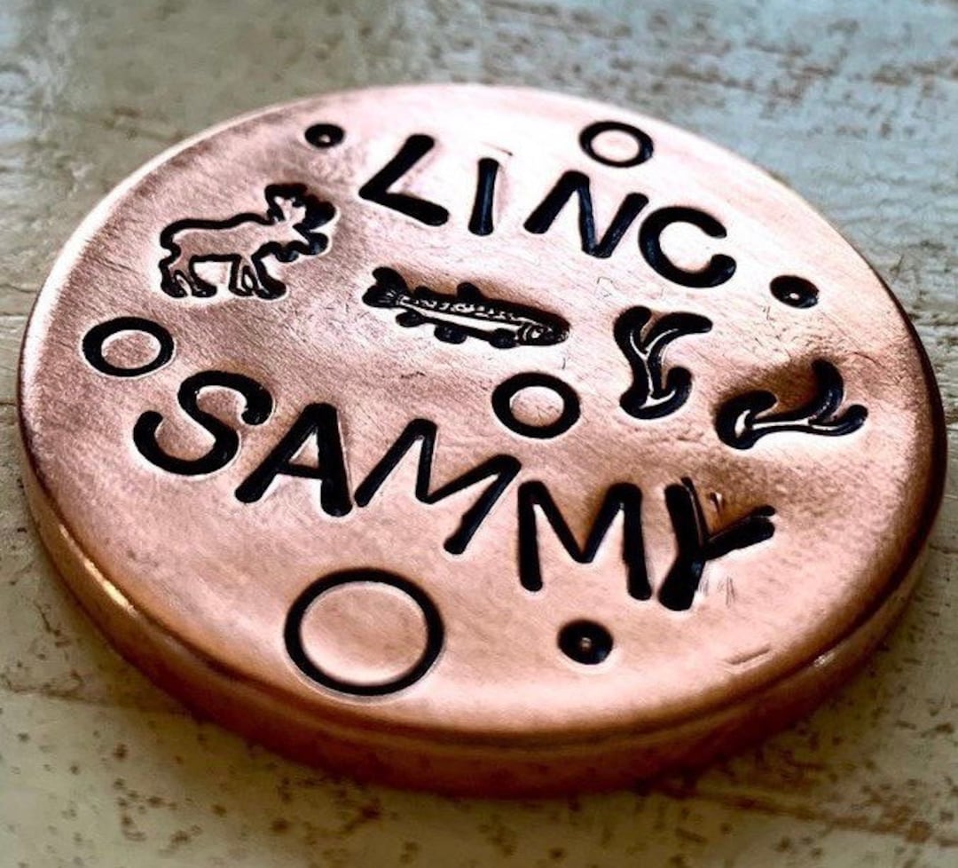 Custom Golf Ball Marker Copper Hand Stamped Ballmarker Copper or Brass ...