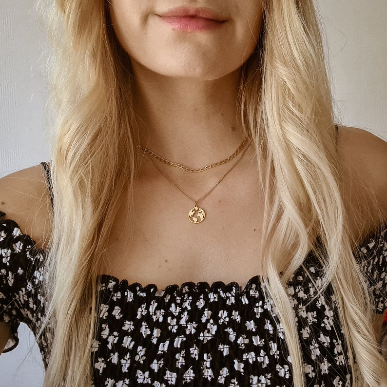 Map Necklace Sterling Silver World Map Pendant Travel | Etsy UK