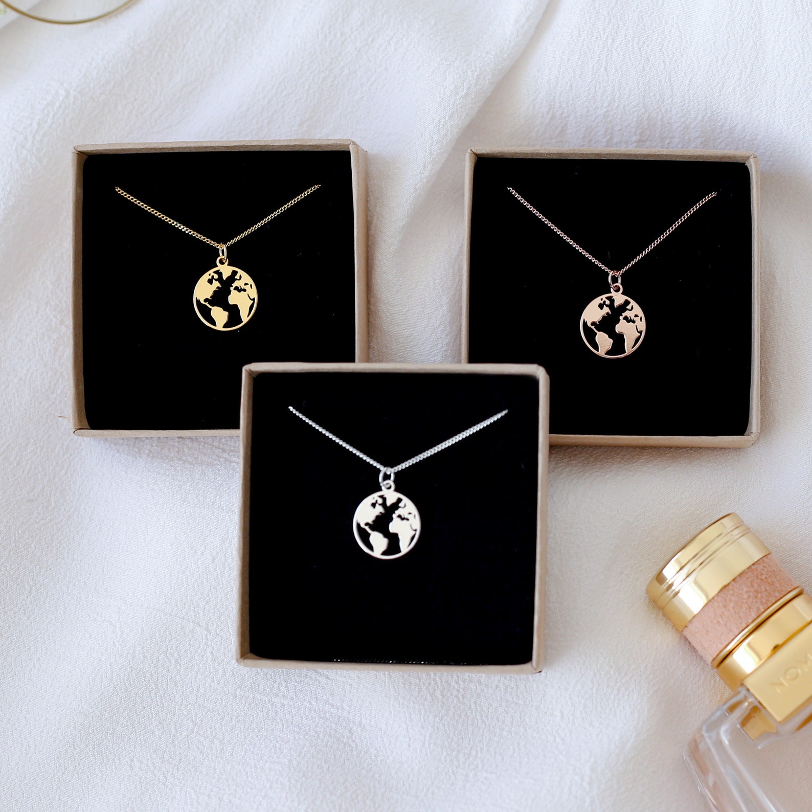 Map Necklace Sterling Silver World Map Pendant Travel | Etsy UK