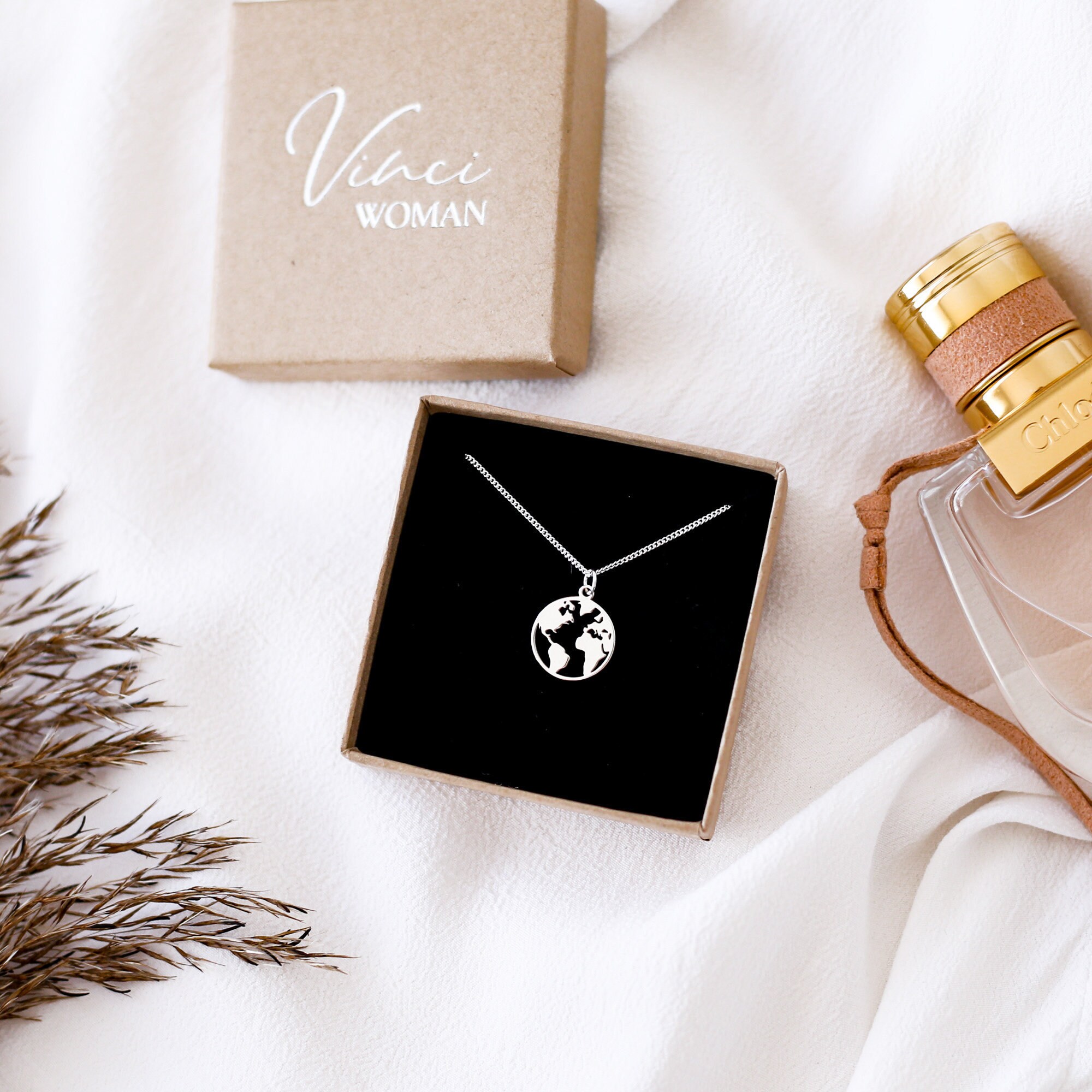 Map Necklace Sterling Silver World Map Pendant Travel | Etsy UK