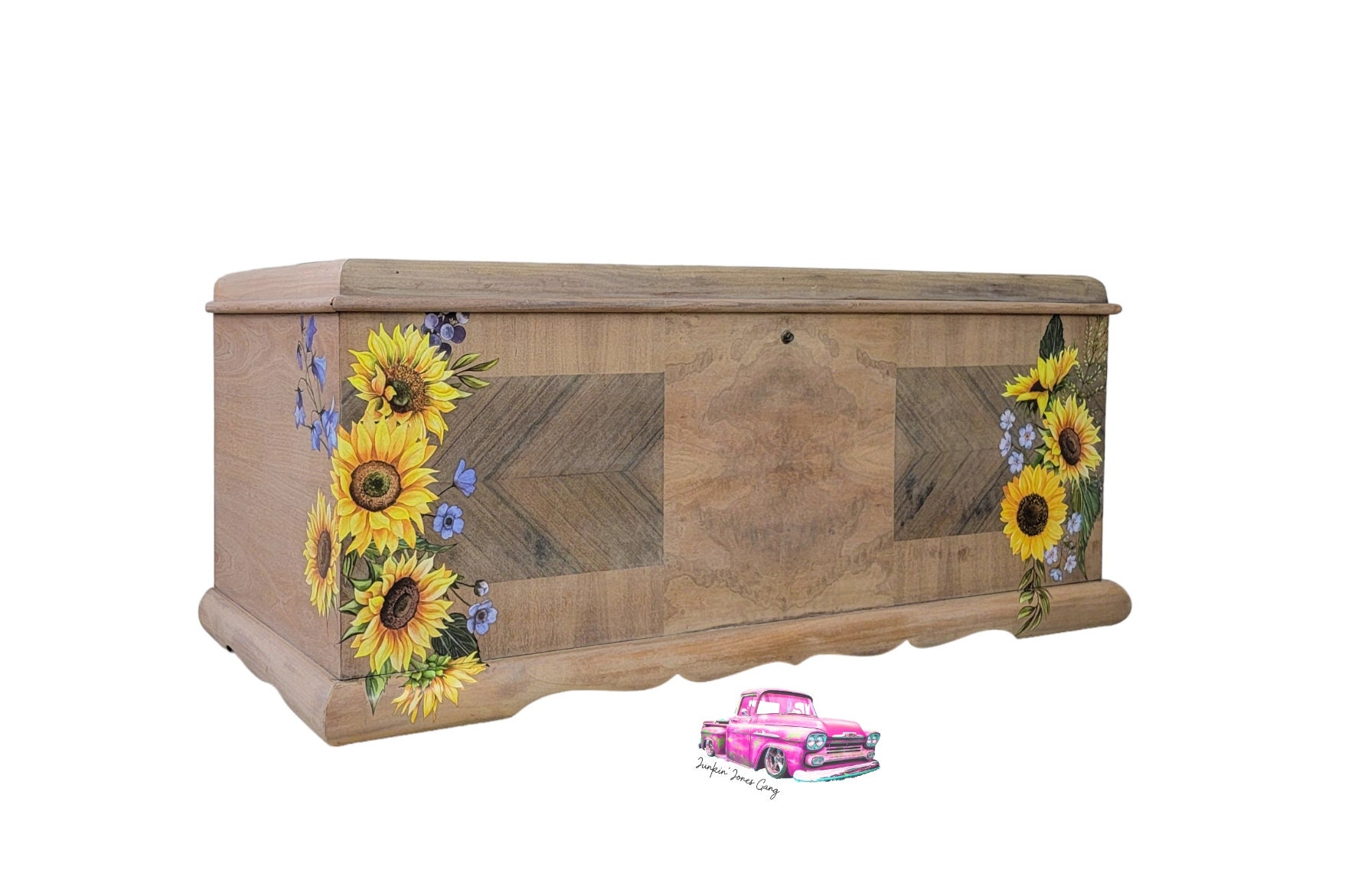 Restoration Hardware-style Cedar Chest With Sunflowers, Sunflower Trunk ...