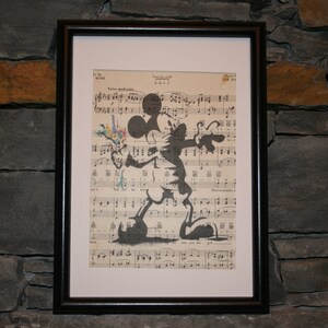 Vintage Antique Music Book Wall Art Print Picture - Banksy Style MICKEY ...