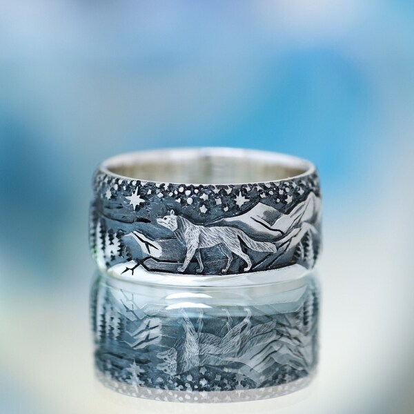 Wolf Ring - Etsy