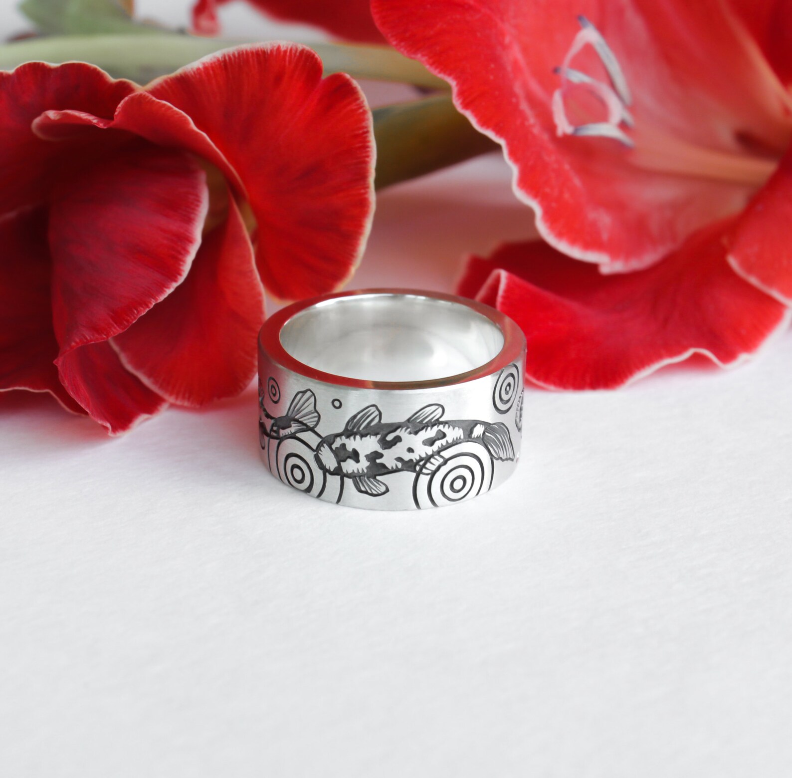 Wide ring Koi Carp Japanese Ring Japanese | Etsy