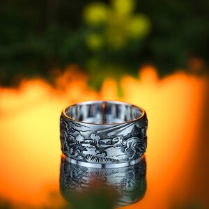 Dinosaurs Ring - Tyrannosaurs Wide Ring - Mesozoic Era Ring - Inspired ...
