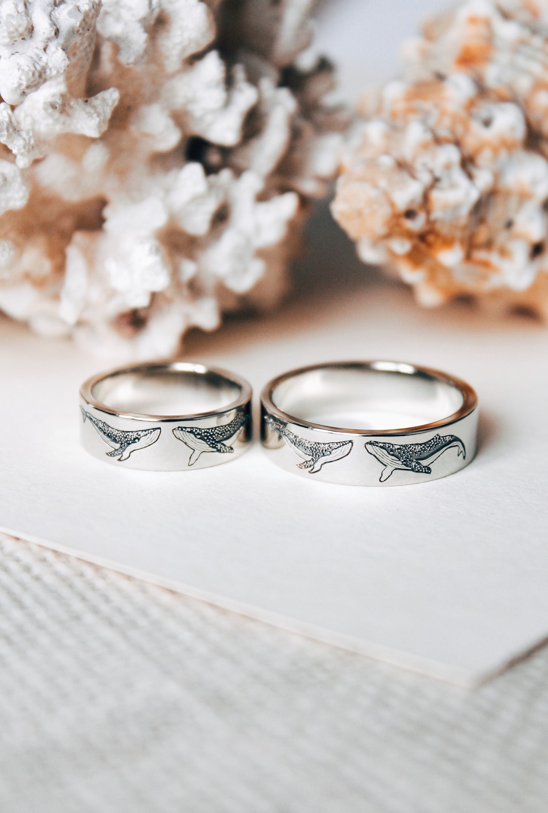 Whale Rings for Couples - Ocean Ring - Promise Ring - Fancy Wedding Rings - Couple of Whales in ...