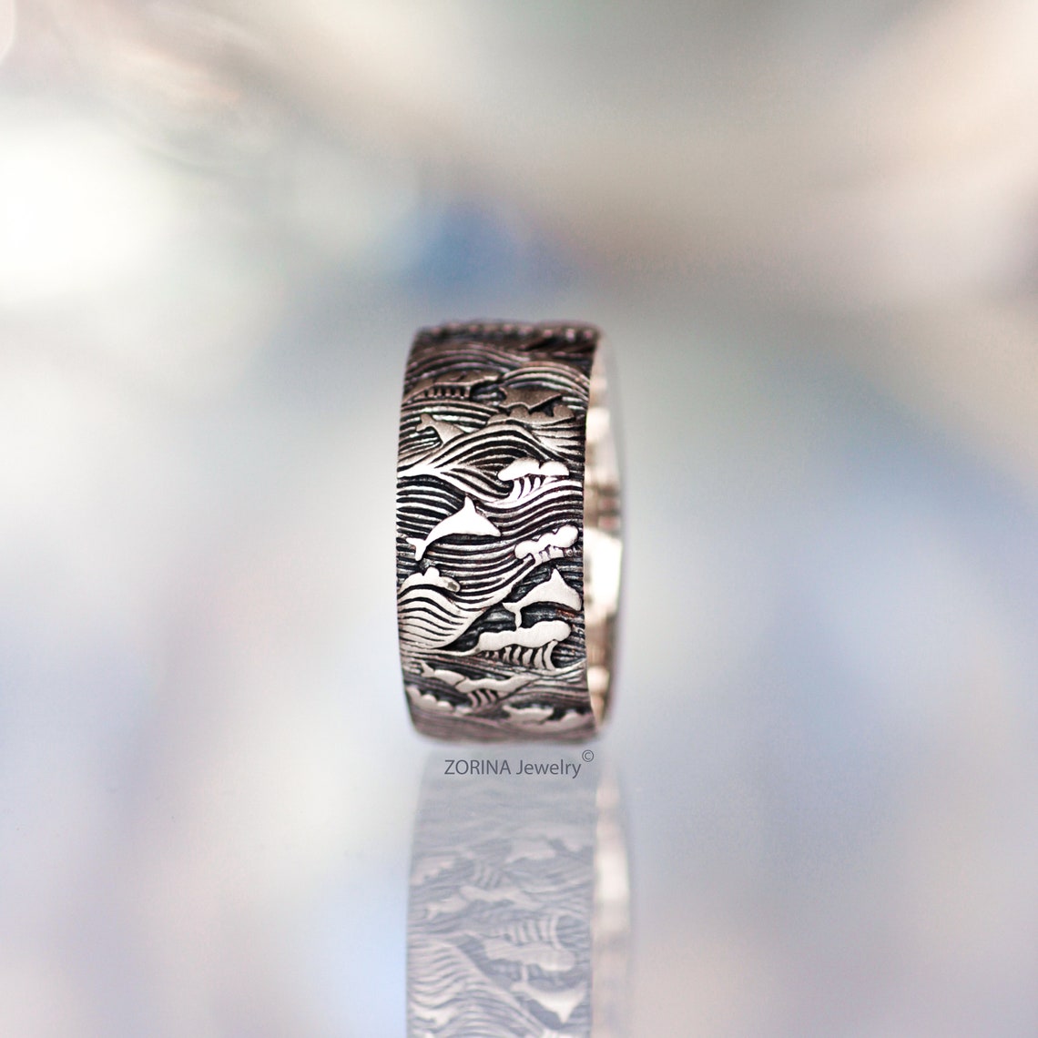 Ocean Ring Ring Lighthouse Ring With the Ocean Waves | Etsy