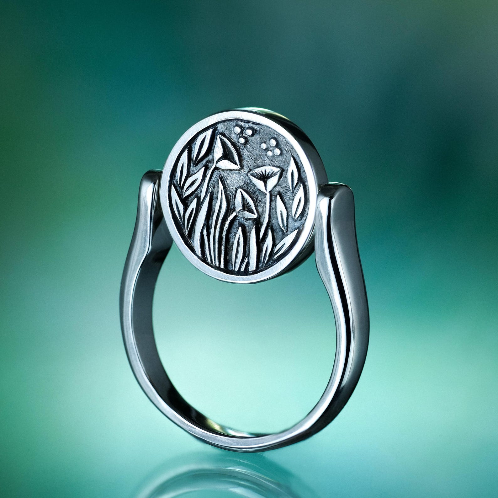 Fox Ring With Rotating Element - Spinner Ring Fox and Flowers - Trixer ...