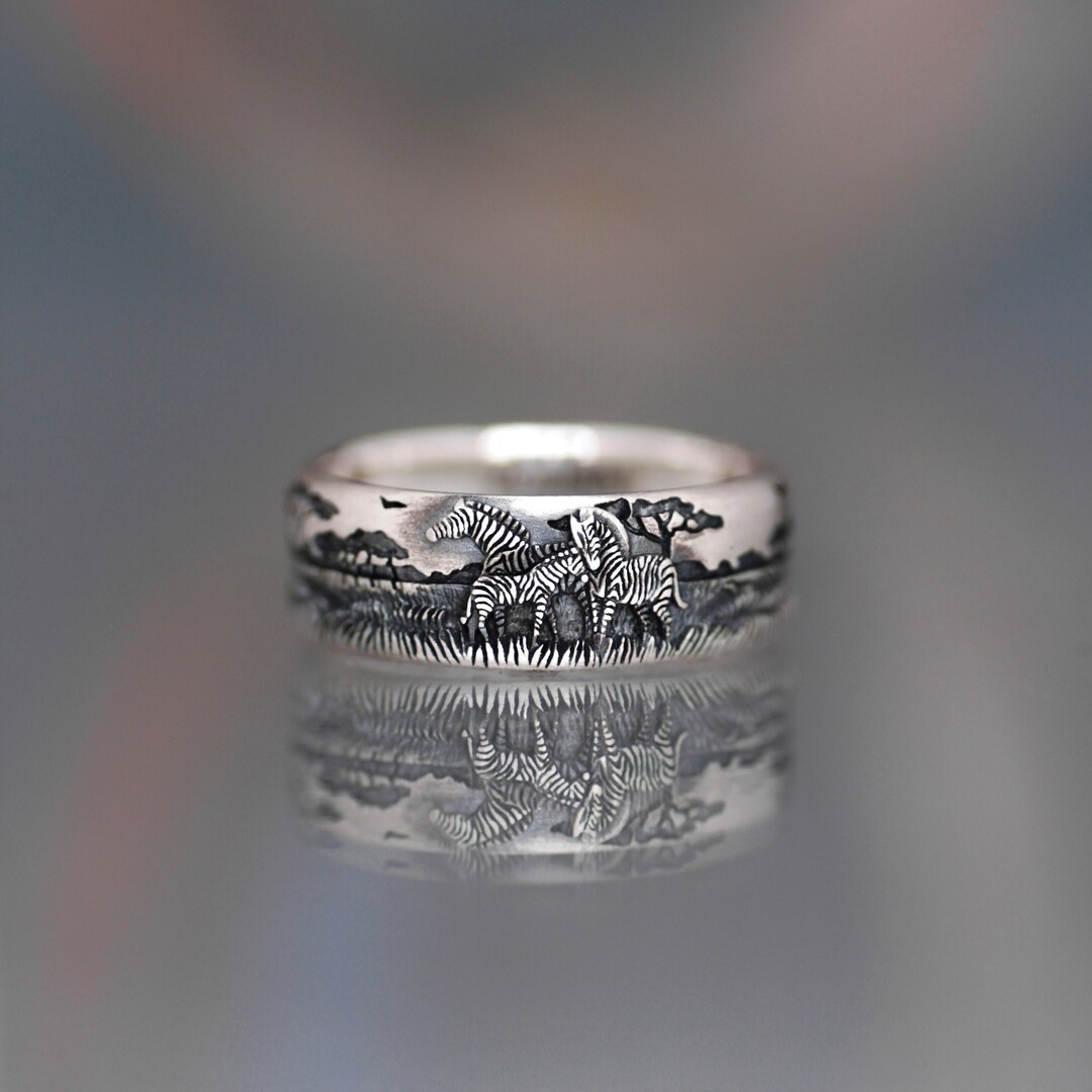 Savannah Ring - African Pattern - Zebra Ring - Wide Ring - Travel - Etsy