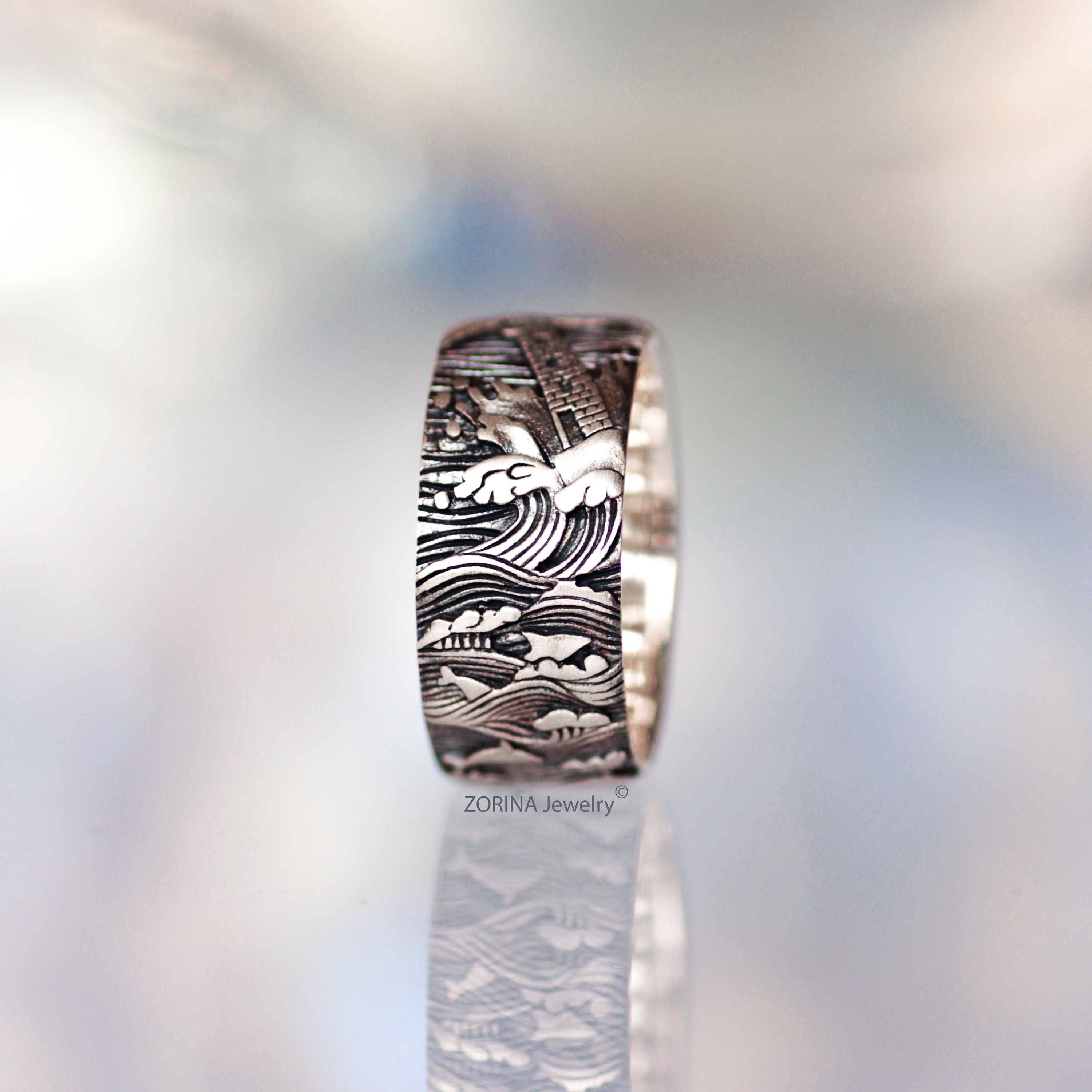 Ocean Ring Ring Lighthouse Ring With the Ocean Waves - Etsy Canada