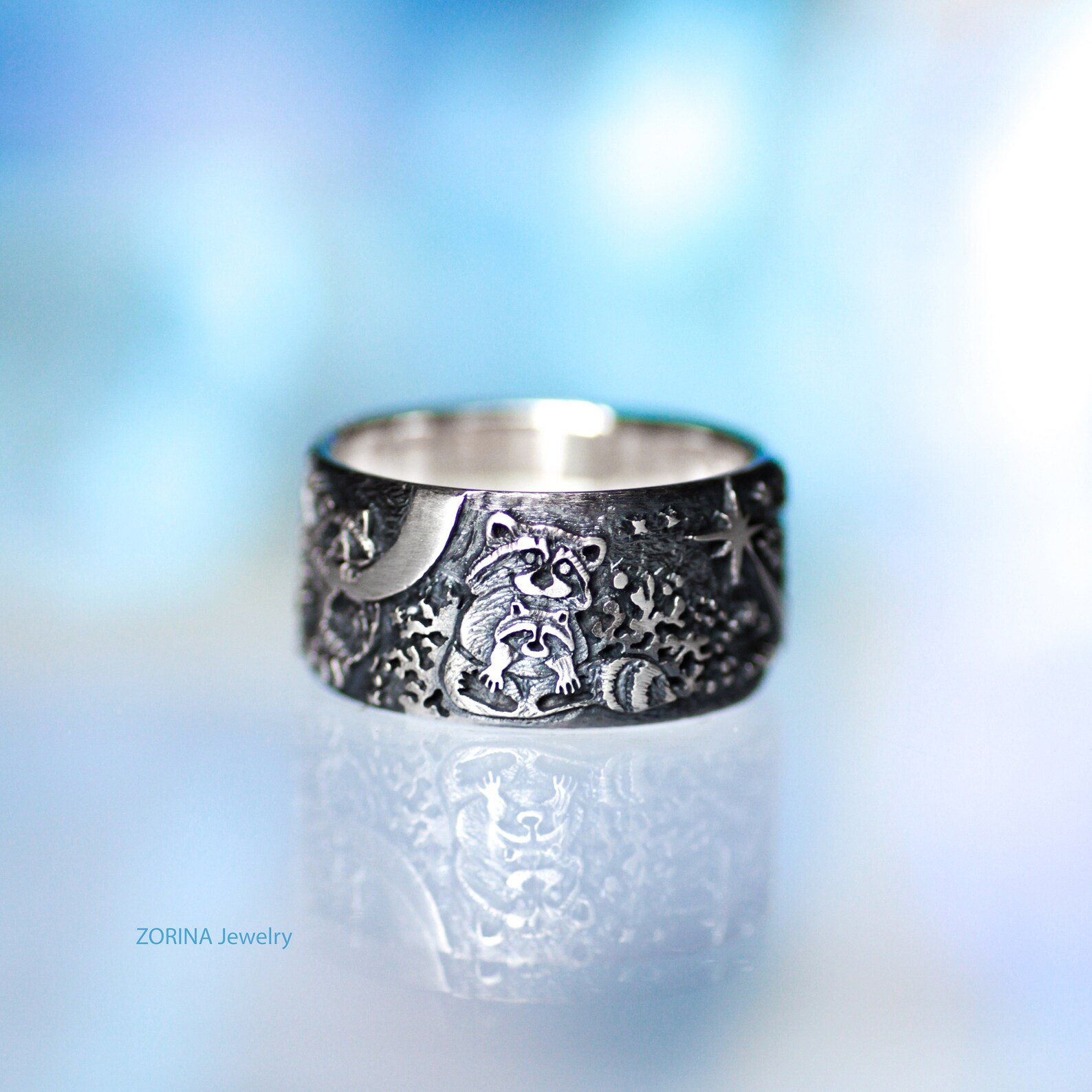 Raccoon ring Raccoon stripes Raccoon with baby Raccoon | Etsy