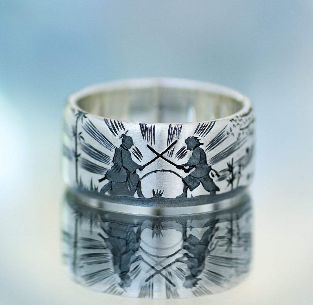 Samurai Ring Japanese Ring Japanese Engraving Samurai - Etsy